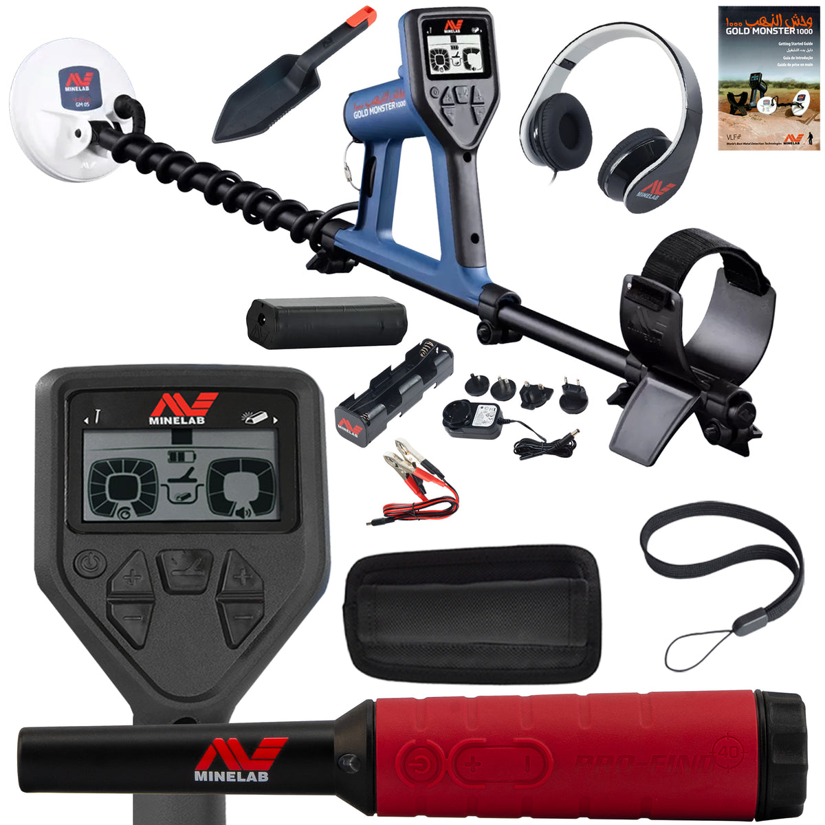 Minelab GOLD MONSTER 1000 Metal Detector with 5" Coil and Pro-Find 40 ...