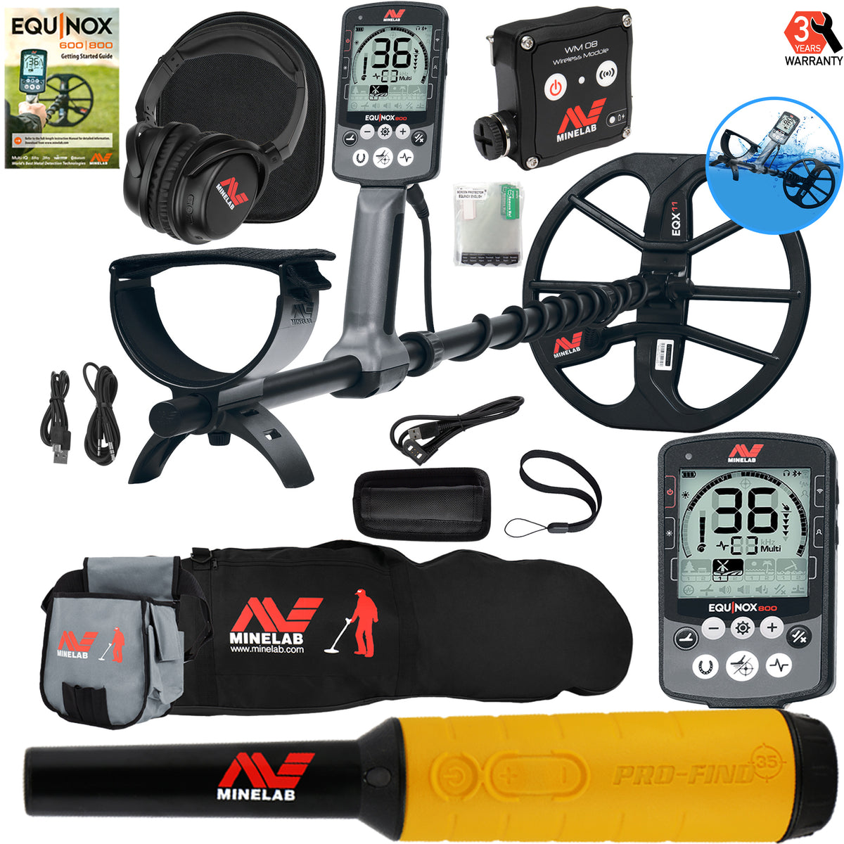 Minelab EQUINOX 800 Metal Detector with Pro Find 35, Carry Bag, Finds ...