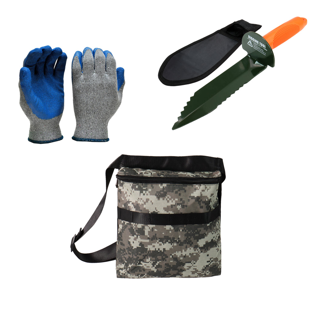 Metal Detecting Kit - Finds Pouch, Gloves and Digger with Holster ...